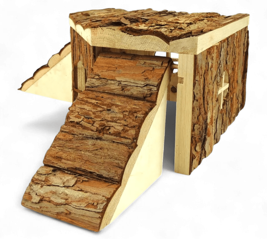 Classic Small Animal Corner Flat Roof House With Ladders for Hamsters ...