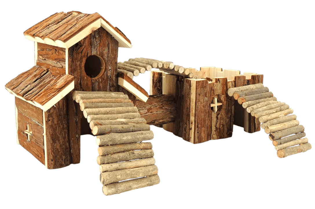 Classic Small Animal Double House & Bridges for Hamsters & other small ...