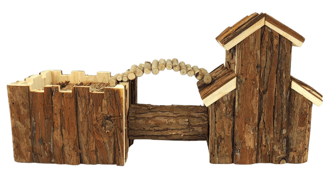 Classic Small Animal Double House & Bridges for Hamsters & other small ...