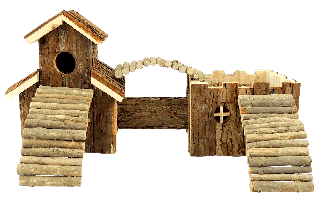 Classic Small Animal Double House & Bridges for Hamsters & other small ...