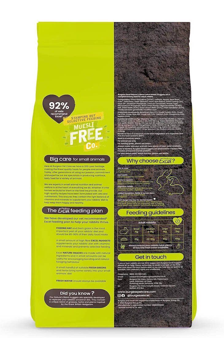 Nature's Blend - Burgess Excel Adult Rabbit 1.5kg | Foods | The Hay Experts
